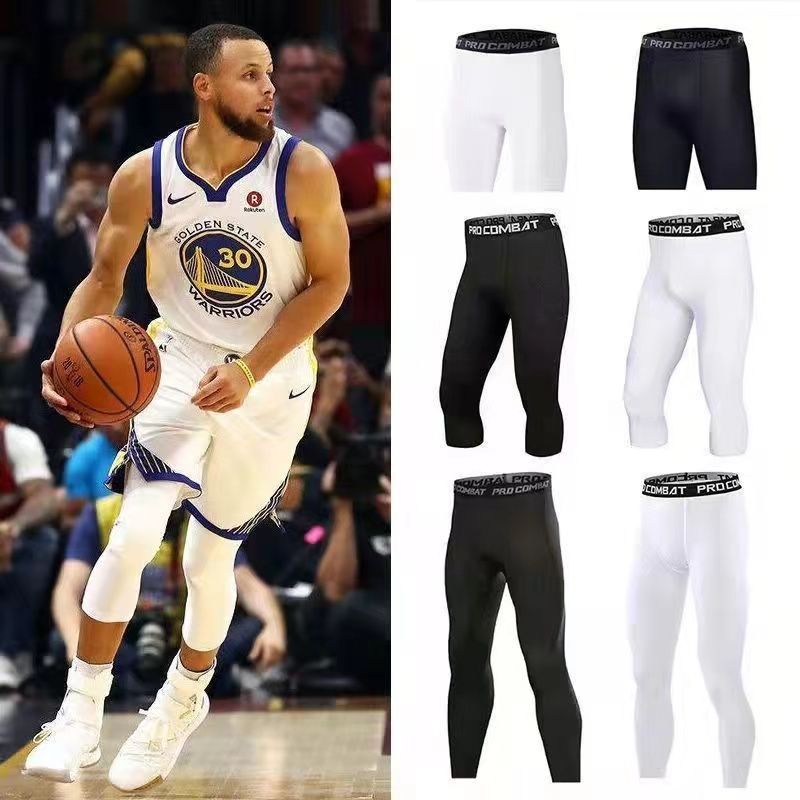 Basketball elastic quick-drying sports tights fitness pants men's ...