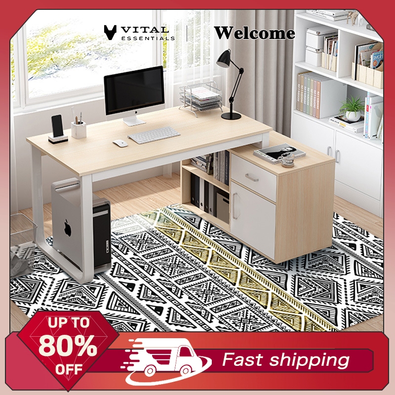 Corner computer desktop desk Home corner L-shaped desk with drawers ...