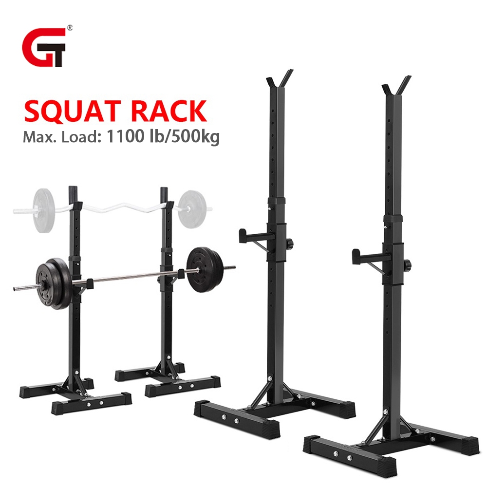 Adjustable Weightlifting Squat Rack Split Barbell Rack W/ O Barbell And ...