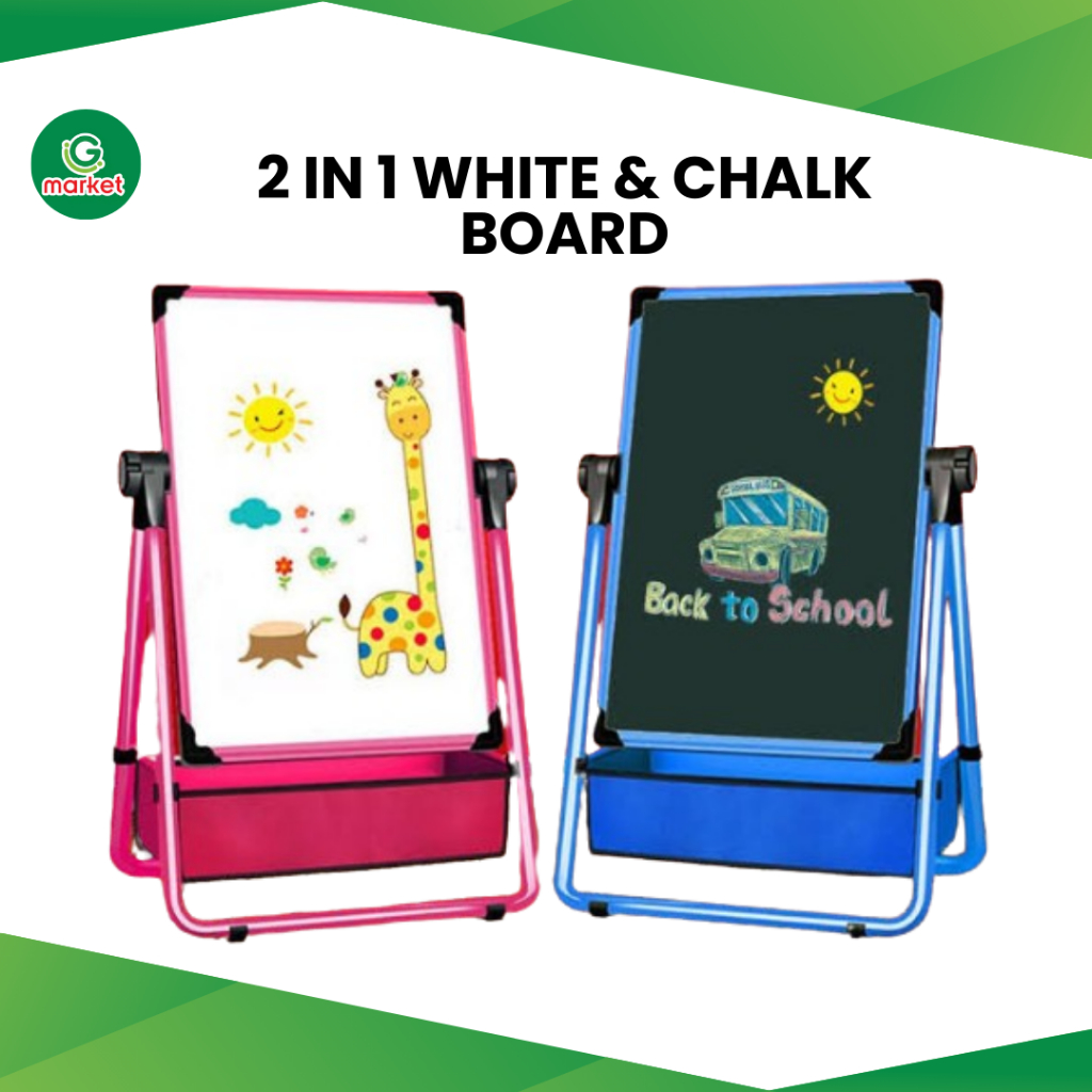 2in1 White board/Black board Double Sided Stand for Kids | Shopee ...