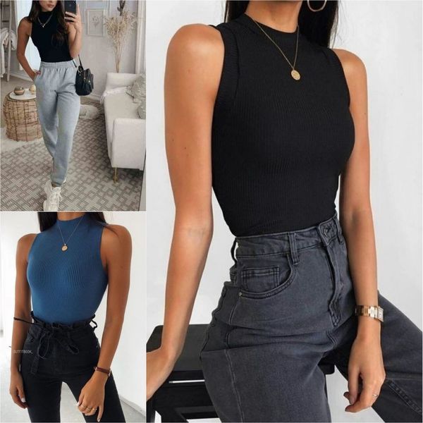 SH Halter Top - Sleeveless Knitted Semi Crop Casual Top for Women ...