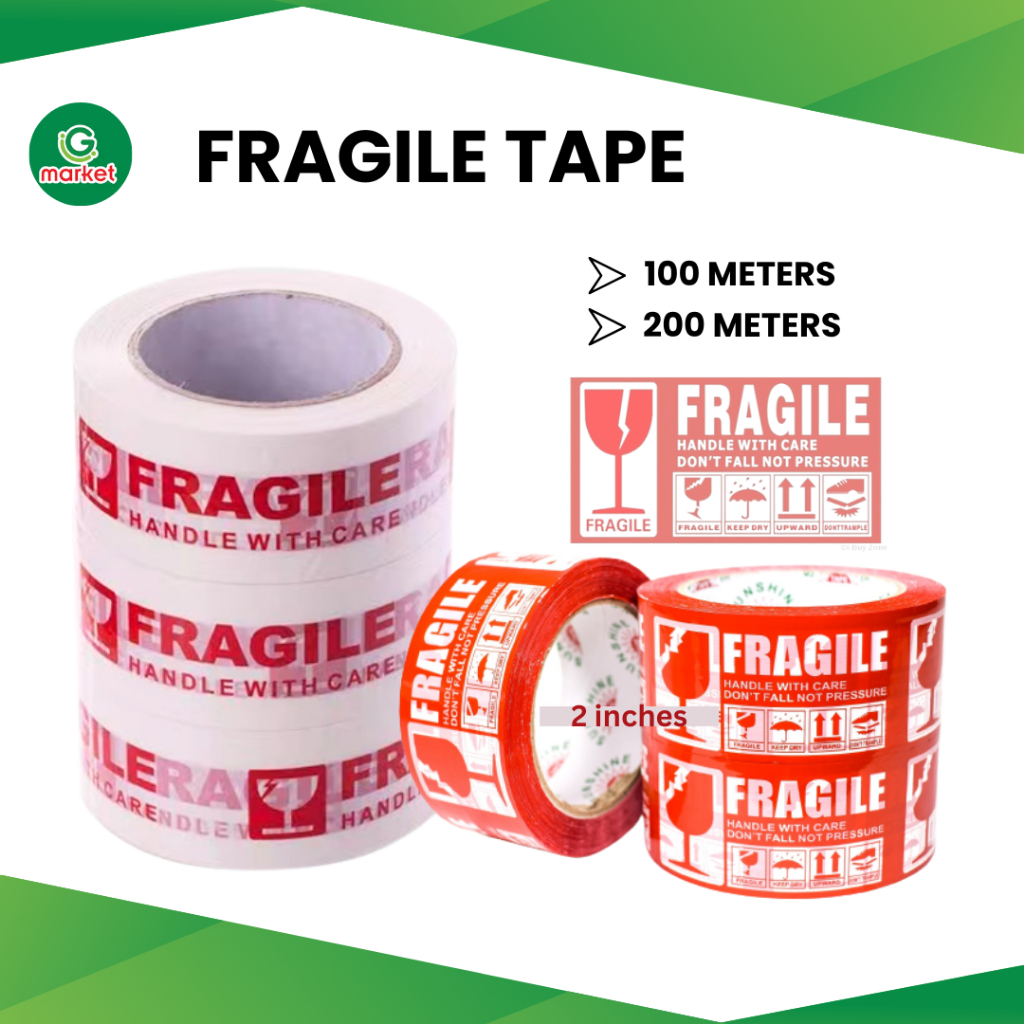 WHITE Fragile Tape/RED Fragile tape Packaging Tape 100M, 200M(with ...