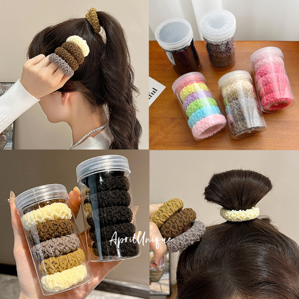 Set of 6 Box Simple High Ponytail Hair Rope Thick Elastic Hair Ties ...