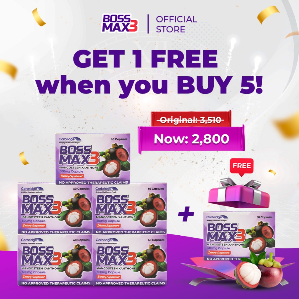 Boss Max3 5 + 1 Box Promo Mangosteen Xanthone Dietary Supplement 500mg Capsule | Shopee Philippines