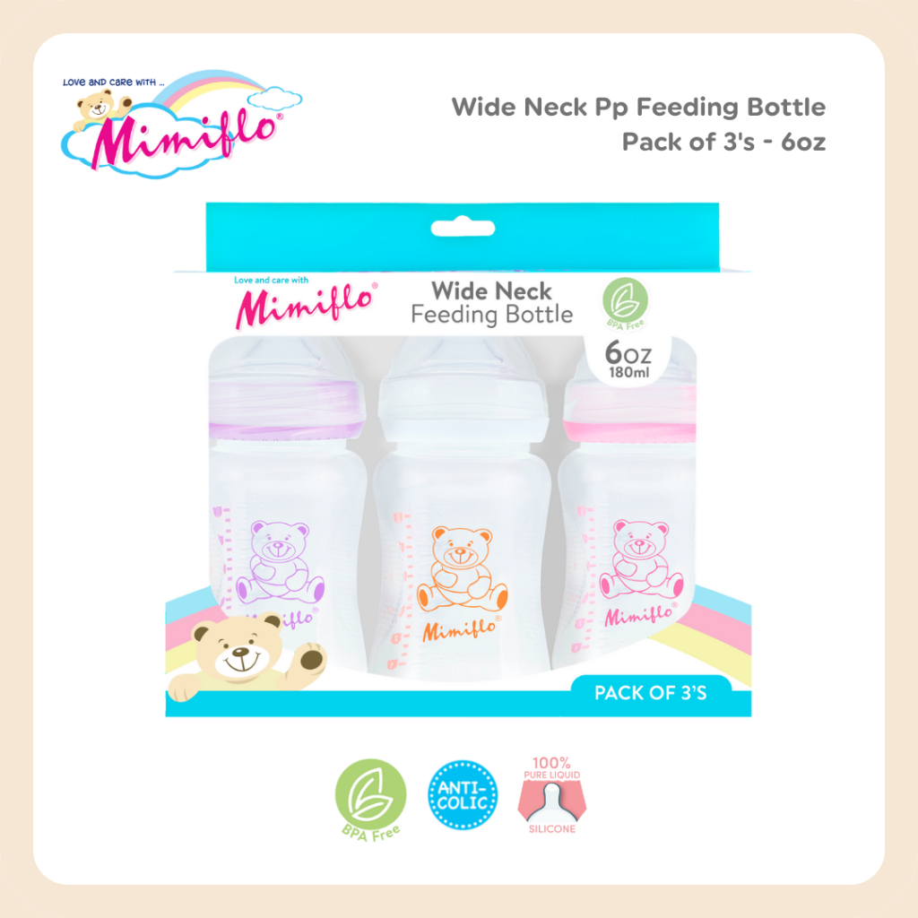 Mimiflo Wide Neck Pp Feeding Bottles 6oz Pack Of 3's | Shopee Philippines