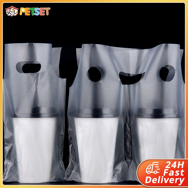 100pcs Single Twin Takeout Bags plastic cup bag long short double ...