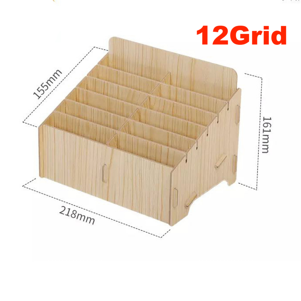 12/24 Grid Wooden Phone Storage Box Multi Grid Phone Storage Box Office ...