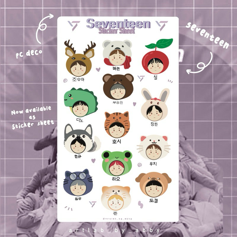 Seventeen Sticker Sheet | kpop group fanmade sticker for photocard deco ...