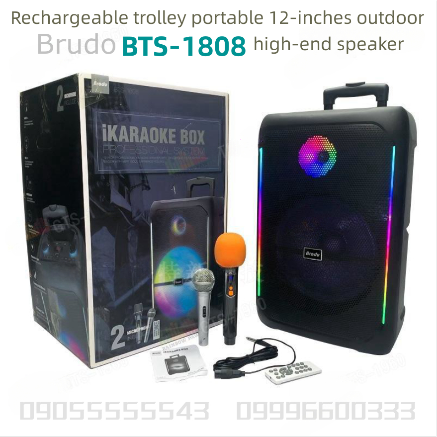 BTS-1808 ikaraoke speaker Rechargeable trolley portable 12-inch outdoor ...