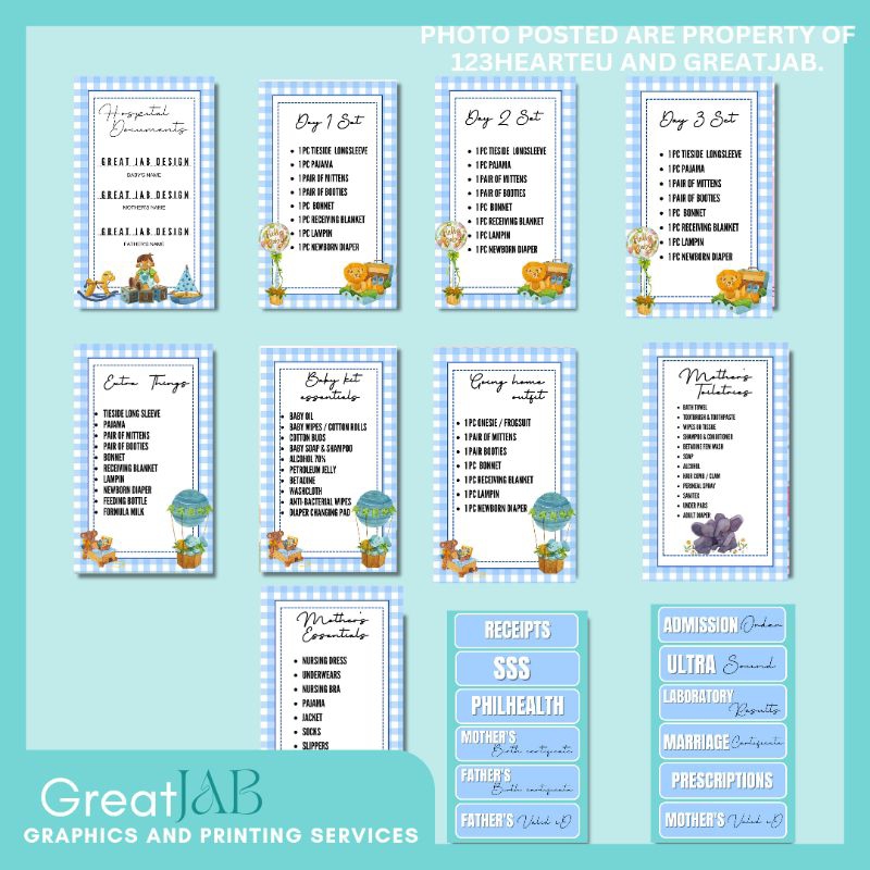 [AZUL]Personalized|Hospital bag checklist Stickers label ONLY | Shopee ...