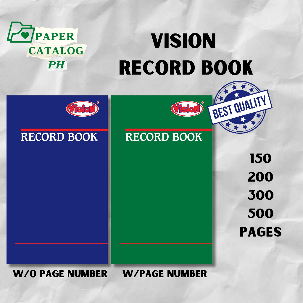 VISION Record Book (52.3gsm) (150, 200, 300 & 500 pages) | Shopee ...