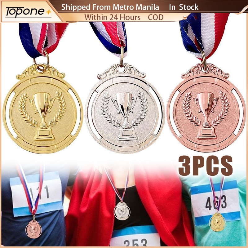 3pcs Gold Silver Bronze Award Medal Zinc Alloy Competitions Winner ...