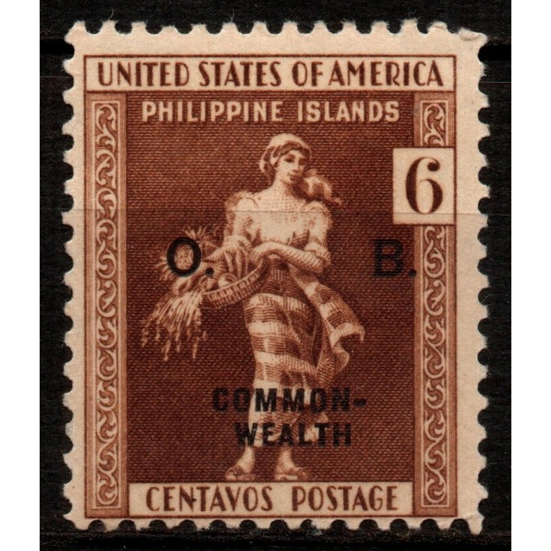 1938-1940 Philippine Stamp Issue of 1935 6c La Filipina Overprinted O.B ...