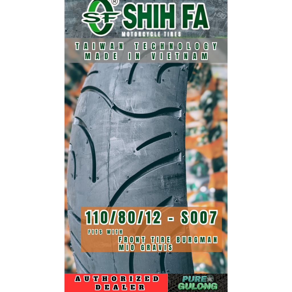 SHIHFA 110/80-12 TUBELESS TIRES MADE IN VIETNAM TAIWAN TECHNOLOGY FREE ...