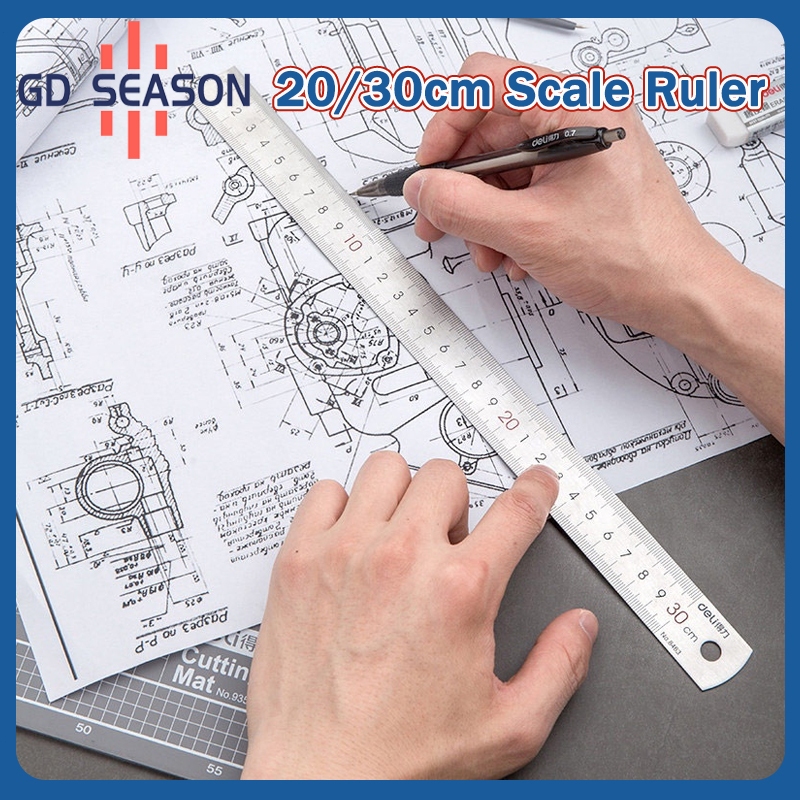Stainless Steel Double-sided Scale Ruler 20cm/30cm High Quality School ...