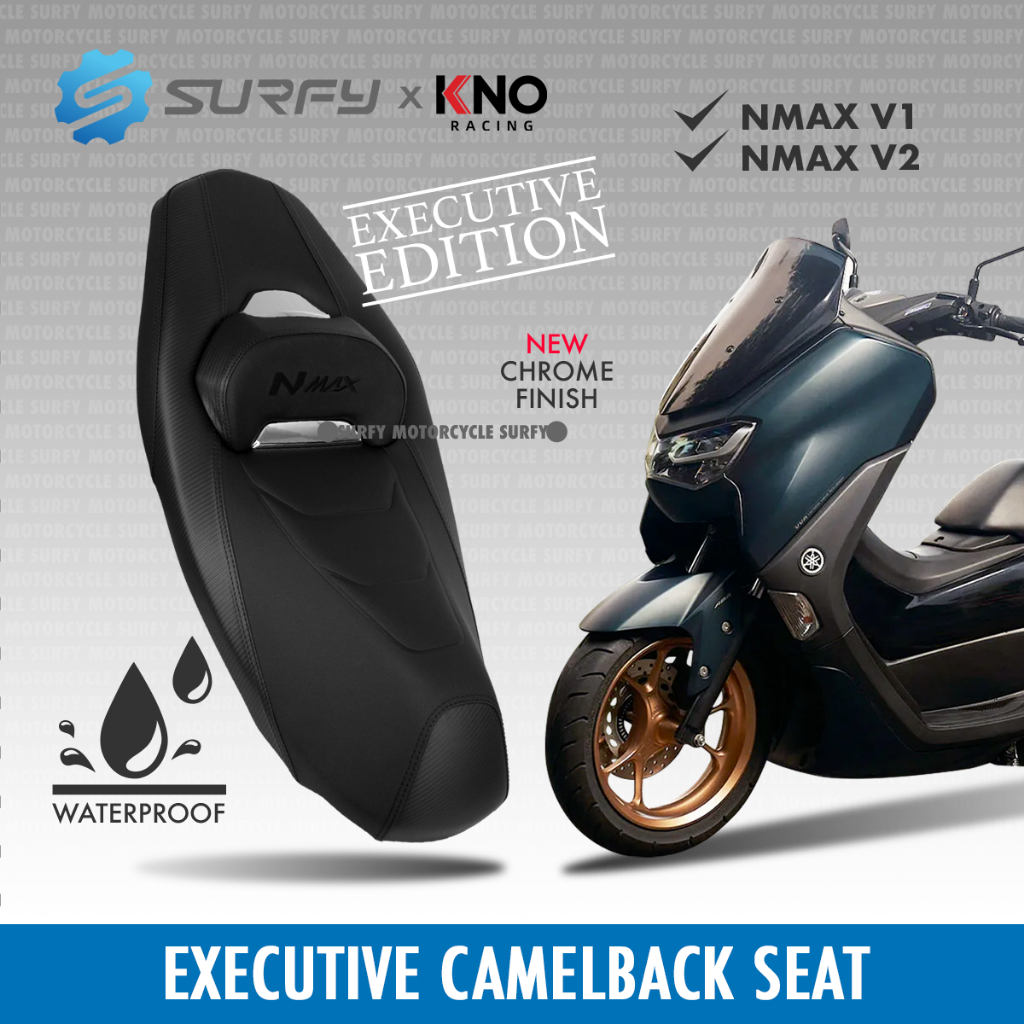 KNO Nmax v1 v2 Executive Camel Back Seat Suede And Leather With Chrome Finish Embroid Logo Anti ...