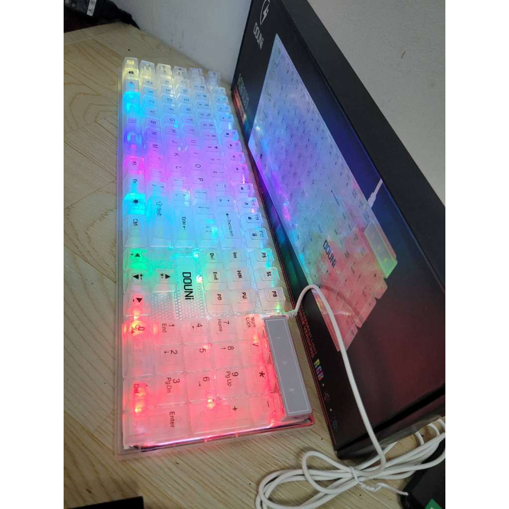Transparent clear keycaps usb wired cool gaming keyboard with cool ...