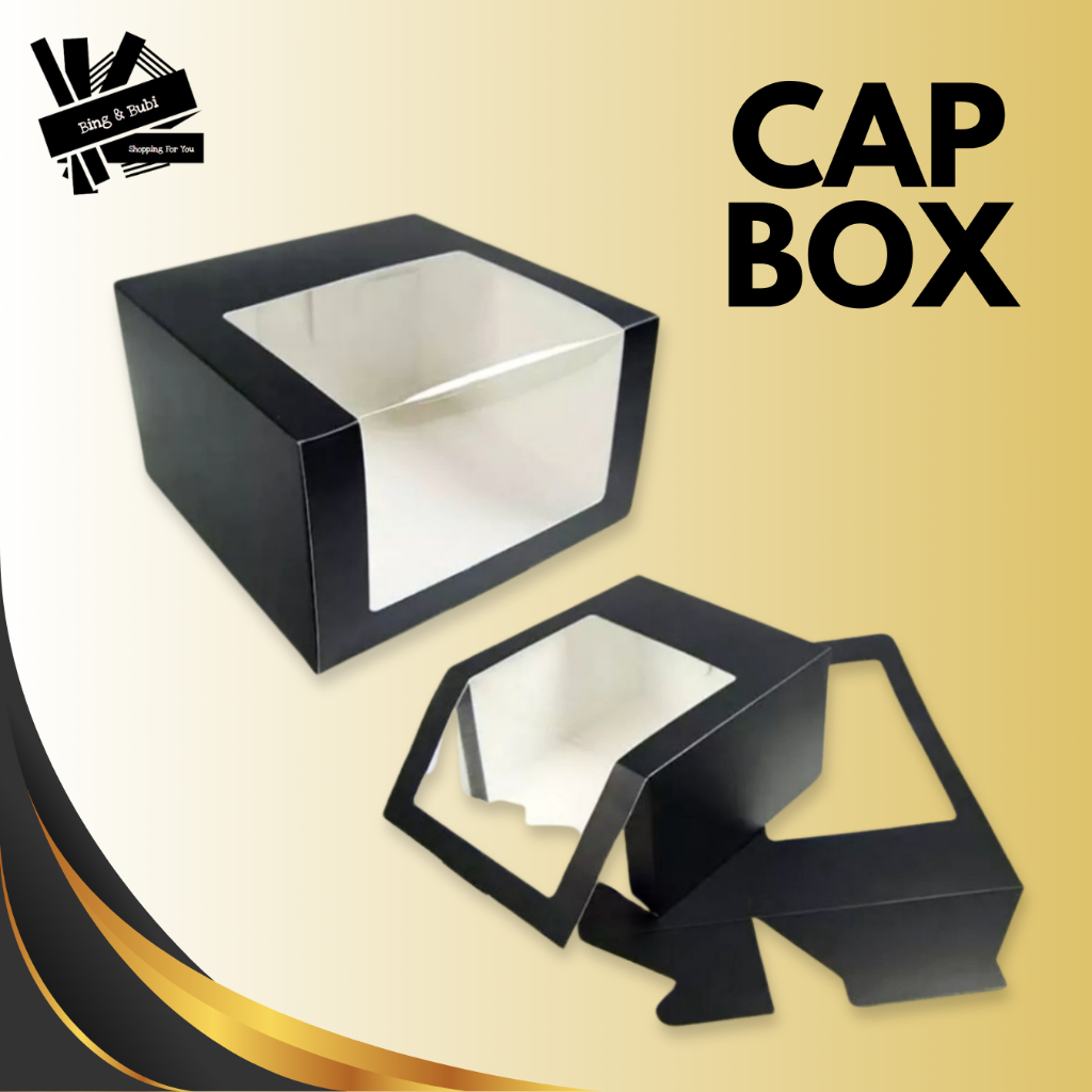 Cap Box Matte Black Cap box Carton with Plastic Window | Shopee Philippines