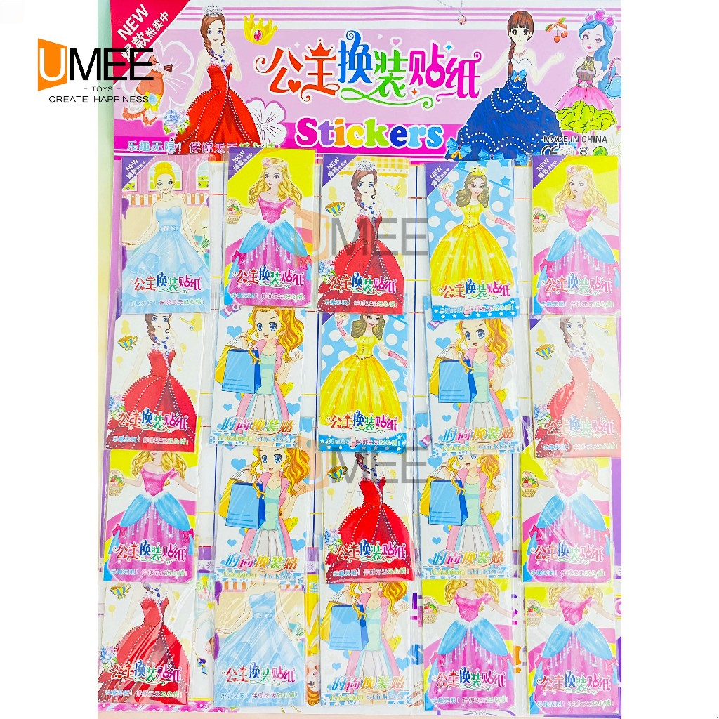 20Pcs Party Gift Princess Dress Up Stickers Pad for Party Gift-Loot bag ...