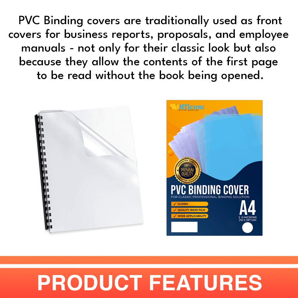 OFFICOM Clear Binding Cover (A4/Short/Legal) PVC Transparent 200 ...