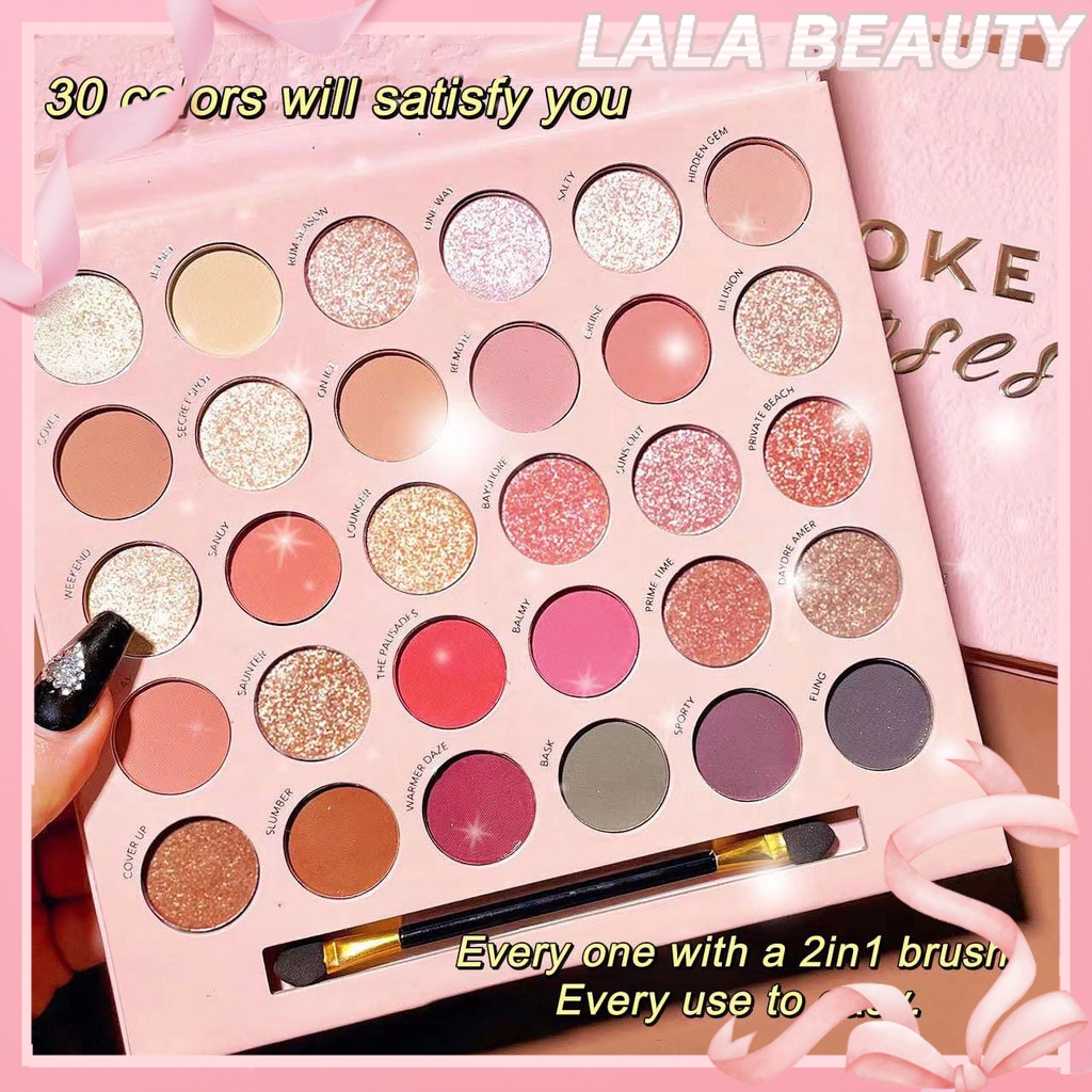 30Colors Eyeshadow Palette Matte Smoke Roses Pearl EyeShadow Plate Fine ...