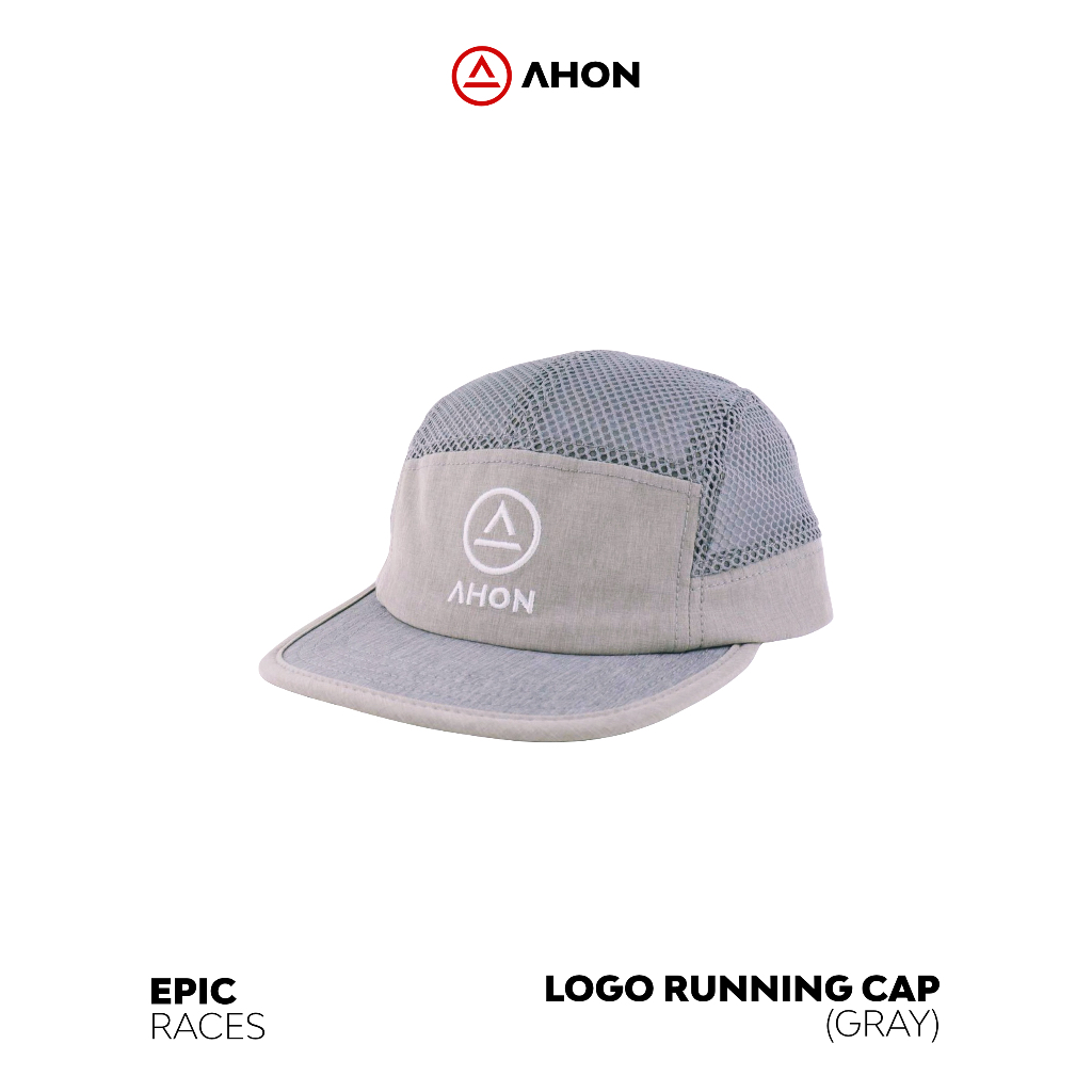 Ahon Logo 8-panel Running Cap (gray) - soft brim - soft top - packable ...