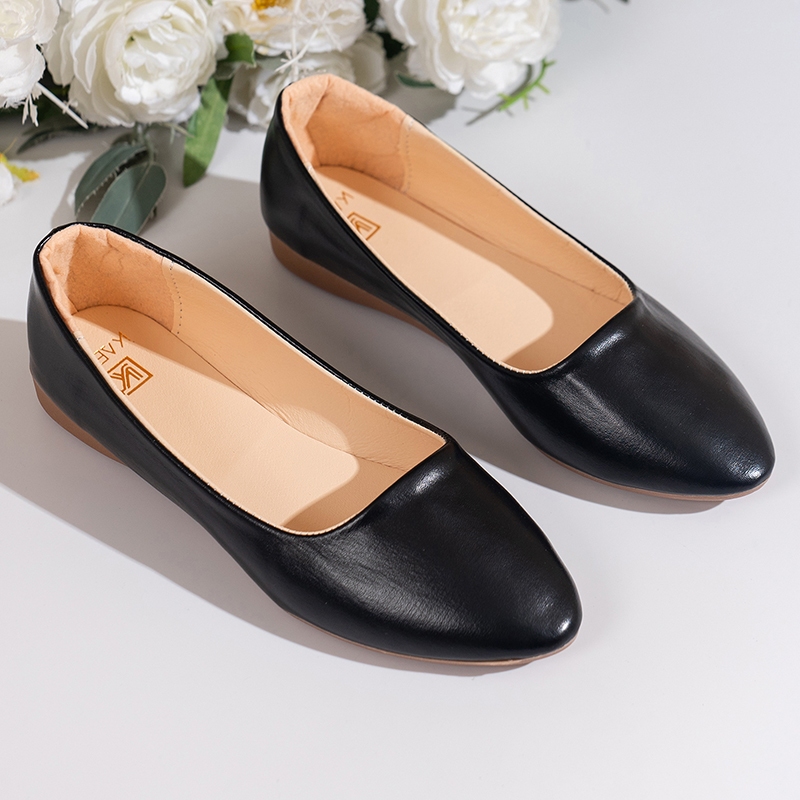 「KAEVE」Korean leather office loafer slip on doll shoes for women ...