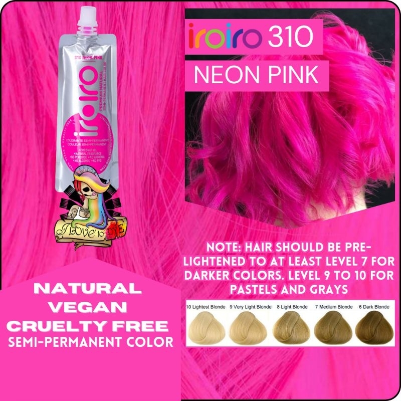 Iroiro 310 UV Reactive Neon Pink Semi-Permanent Hair Color | Shopee ...