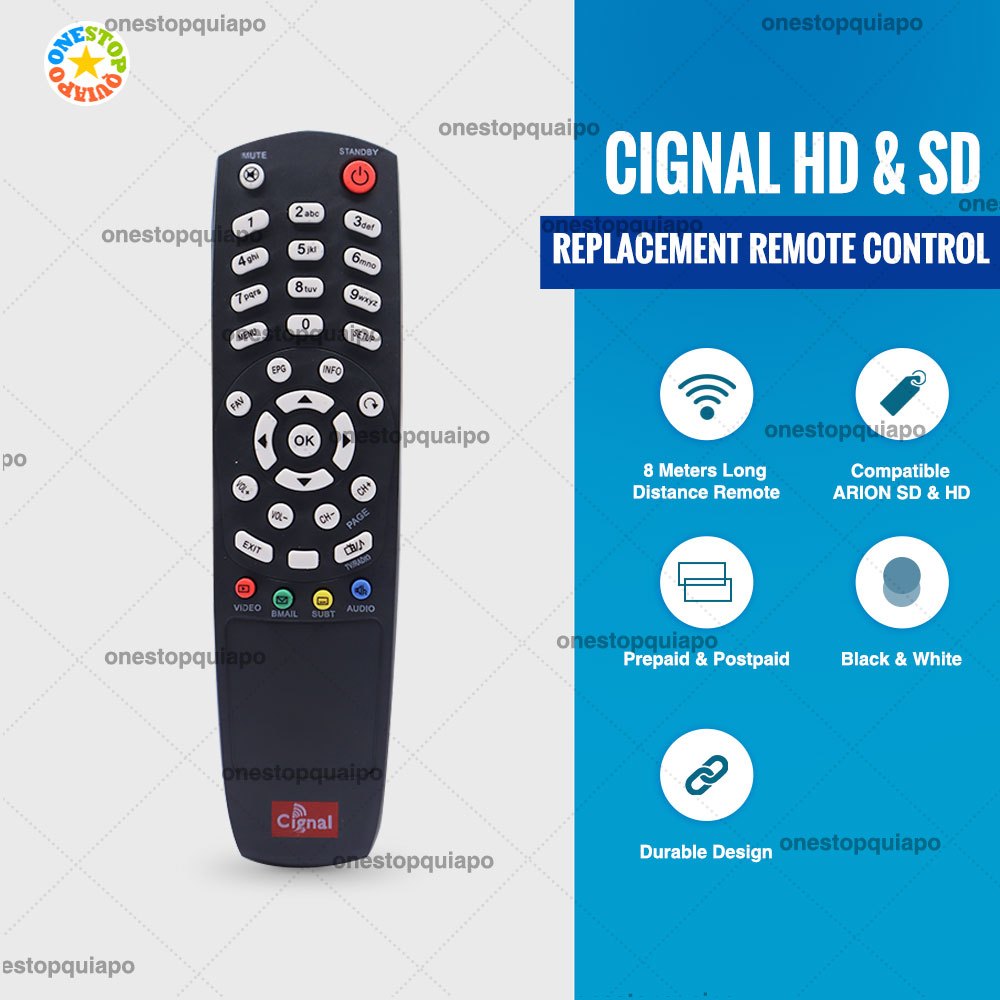 OSQ Replacement Cignal Remote Control for Cignal HD TV Box Arion HD and ...