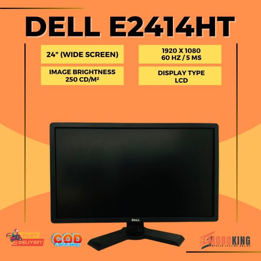 Monitor 24" Inch DELL E2414HT LED Full HD 60Hz For Office Cctv Computer ...