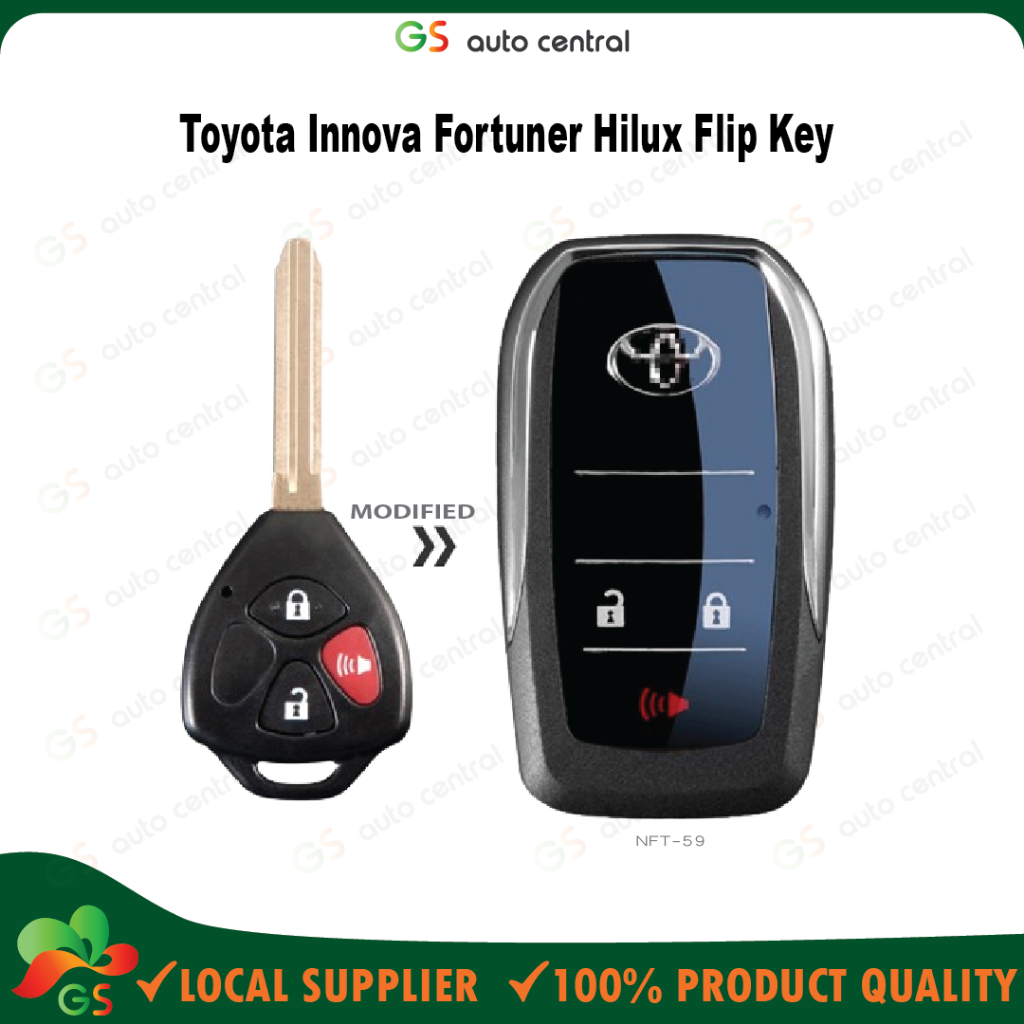 3 Buttons Modified Flip Key for Toyota INNOVA FORTUNER HILUX HIACE ...