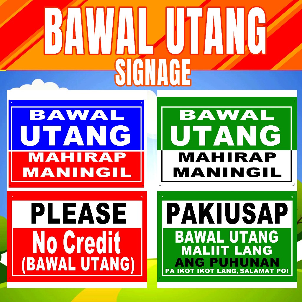 Bawal Utang No Credit Bawal Umutang Signage for Sari Sari Store ...