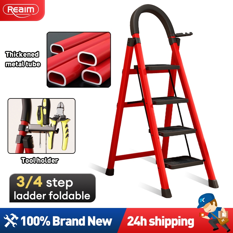 Folding Ladder 3/4 Steps Metal Folding Ladder Household Multifunction ...