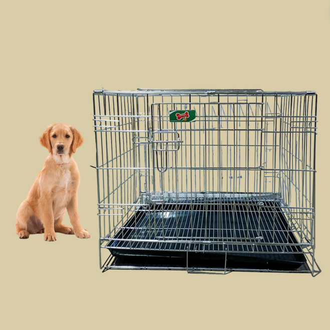 BIG SIZES Collapsible Dog Cage FREE Poop Tray Stainless Wire Dog Cat ...
