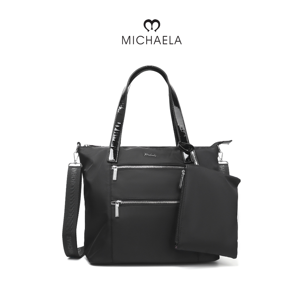 MICHAELA Shoulder Bag with Wallet 2 PCS Double Layer Patent Leather ...