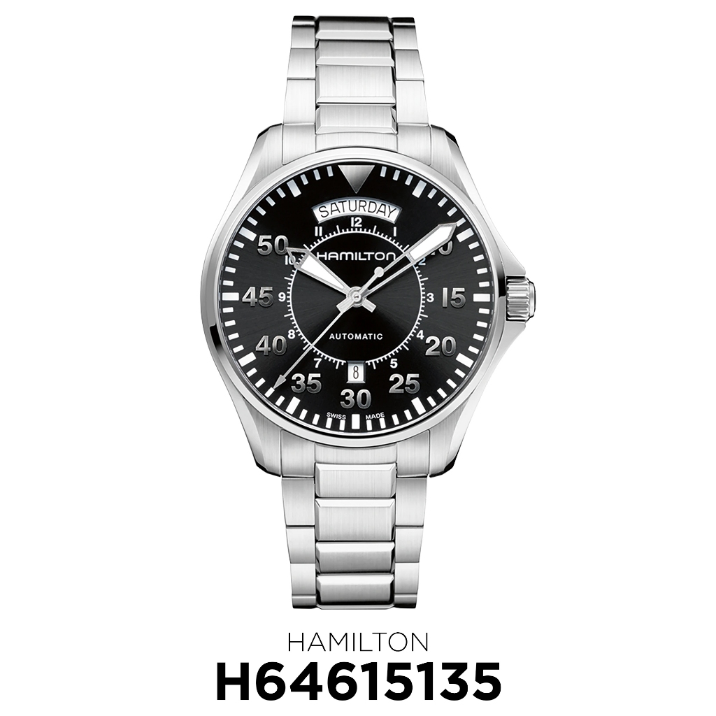 Hamilton Khaki Aviation Pilot Day Date Stainless Steel Automatic Watch ...