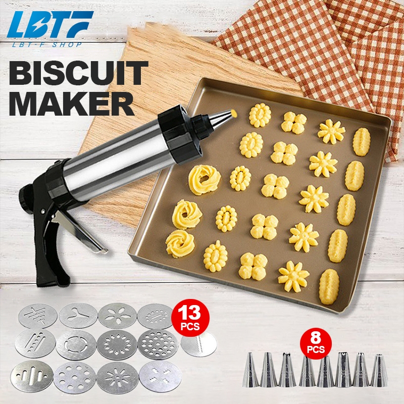 LBT-F 21pcs Cookie Press Kit Stainless Steel Spritz Cookie Press Baking ...