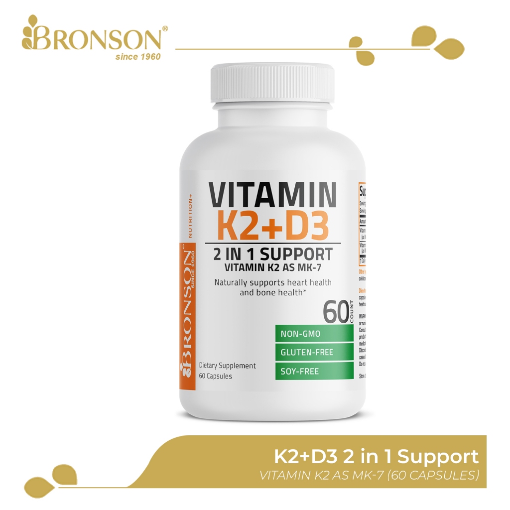 Bronson Vitamin K2+D3 for Immunity, Bones, Arteries, Brain, Cardio ...