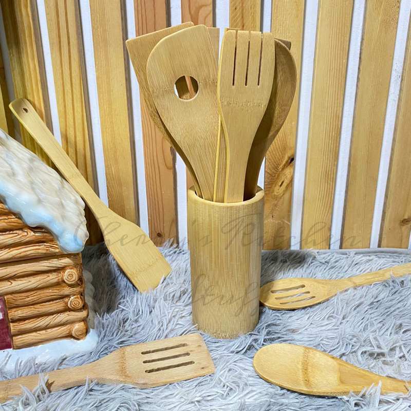 CKS Bamboo Wood Spatula Utensils Sandok Set Wooden Team Kahoy Cutleries ...