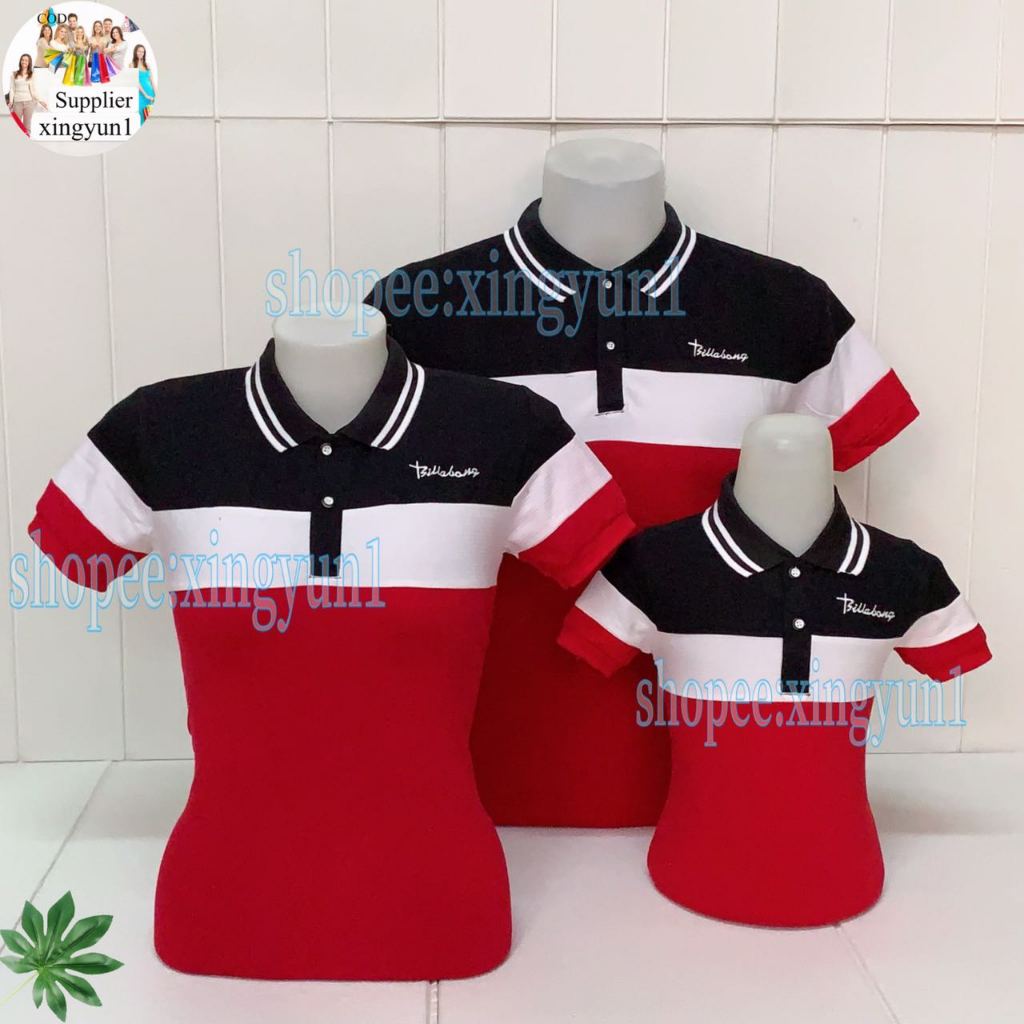 fashion Tricolor family polo shirt cotton Men women unisex kids wear ...