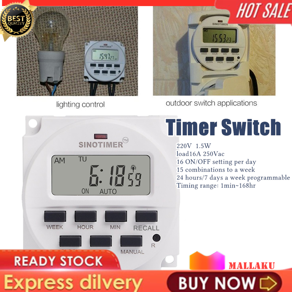 Sinotimer Tm618h 2 220v Weekly 7 Days Digital Programmable Timer Switch Relay Control Shopee
