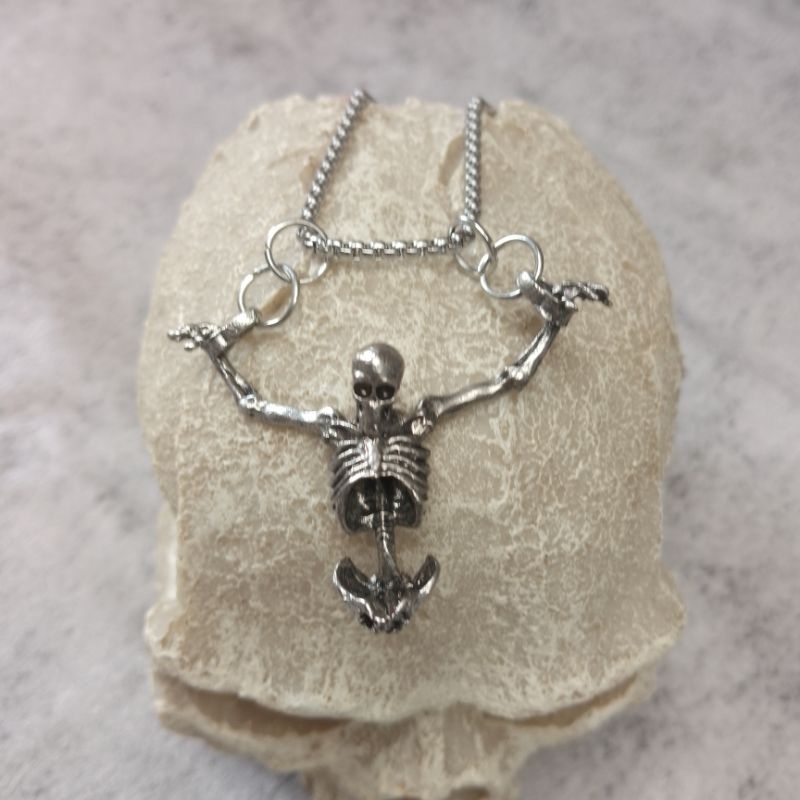 Chained Skull Skeleton Punk Gothic Long Necklace | Shopee Philippines