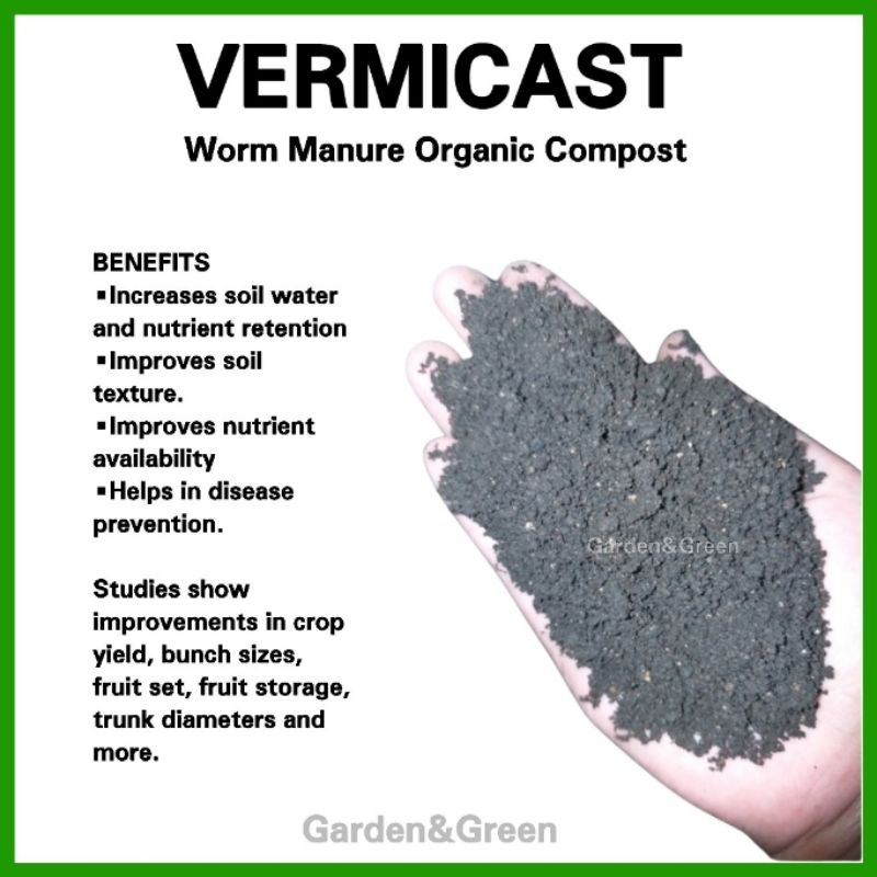 Pure Vermicast Greenfield worm manure Organic compost 1kg | Shopee ...