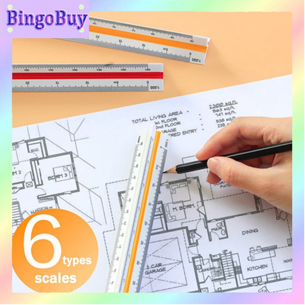 Plastic Triangular Scale Ruler 1:20 1:25 1:50 1:75 1:100 1:125 3 Sides ...