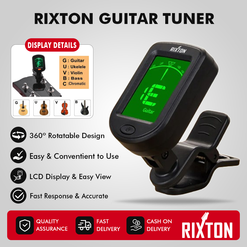 RIXTON Acoustic Guitar Tuner Ukulele Tuner Digital Clip-On Electric ...