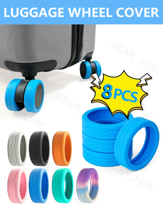 8PCS Suitcase Wheels Protection Travel Luggage Caster Silicone Reduce ...