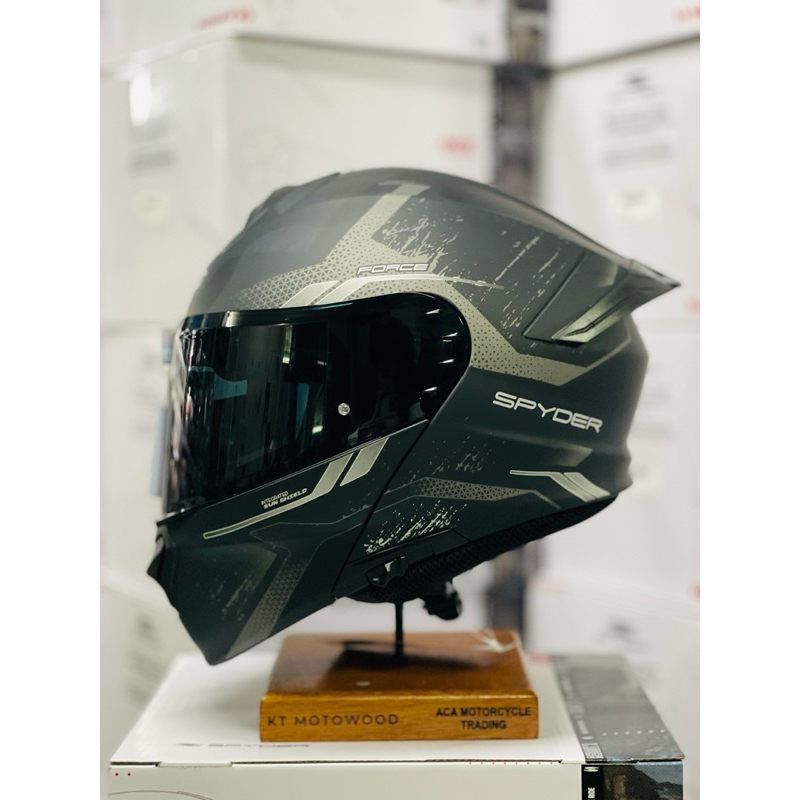 SPYDER FORCE+ S5 Modular Helmet with FREE CLEAR VISOR (NERD) | Shopee ...