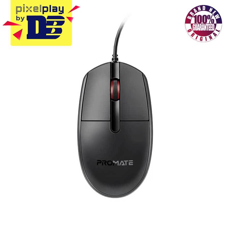 Promate CM-1200 Ergonomic Design Wired Optical Mouse (Black) | Shopee ...