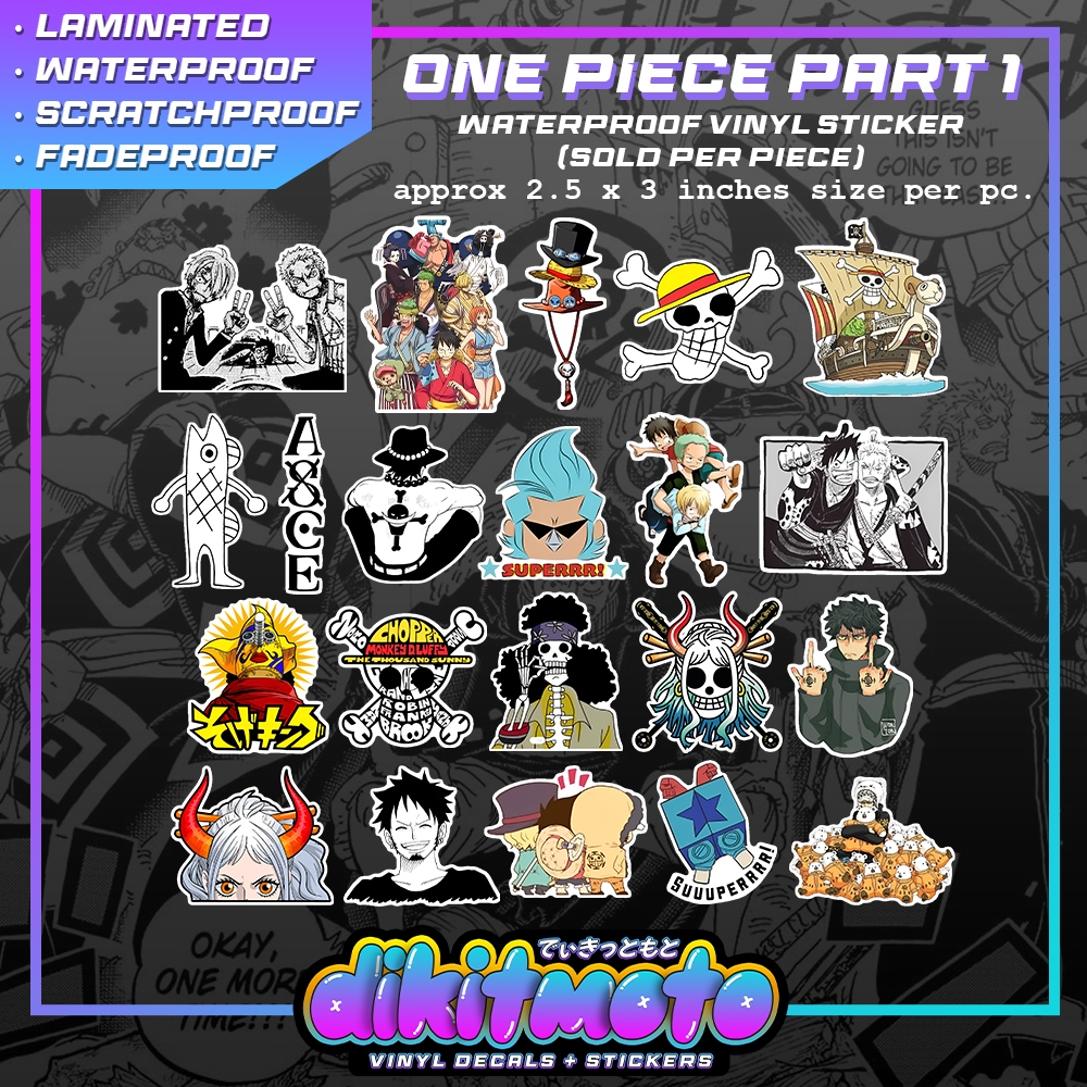 [dikitmoto] PT. 1 ONE PIECE Stickers Waterproof Vinyl Sticker Trafalgar ...