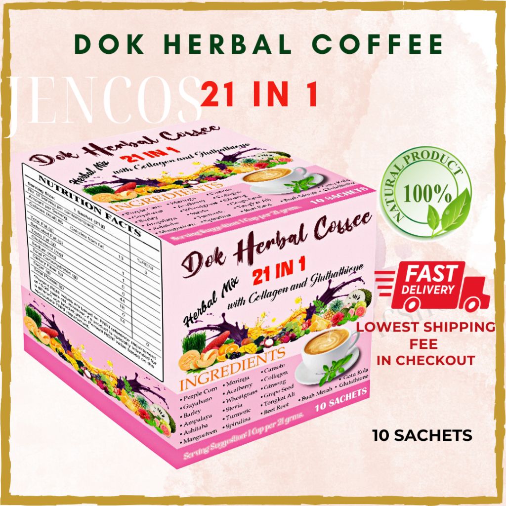Dok Herbal Coffee 21 in 1 with collagen and glutathion | Shopee Philippines